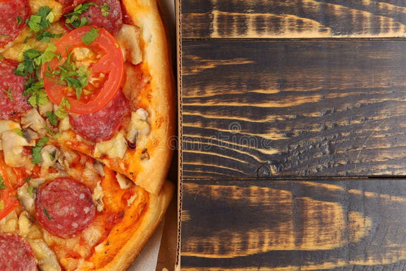 Pizza in Box Open. Pizza in the in Delivery Box Stock Image - Image of ...