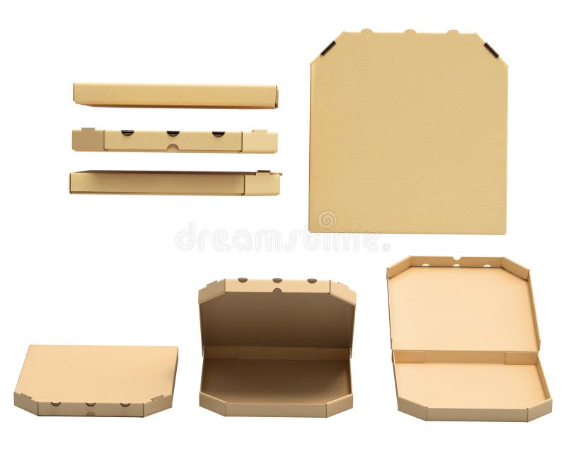 Pizza Box Set Mockup 3d Render on White with Alpha Stock Illustration ...