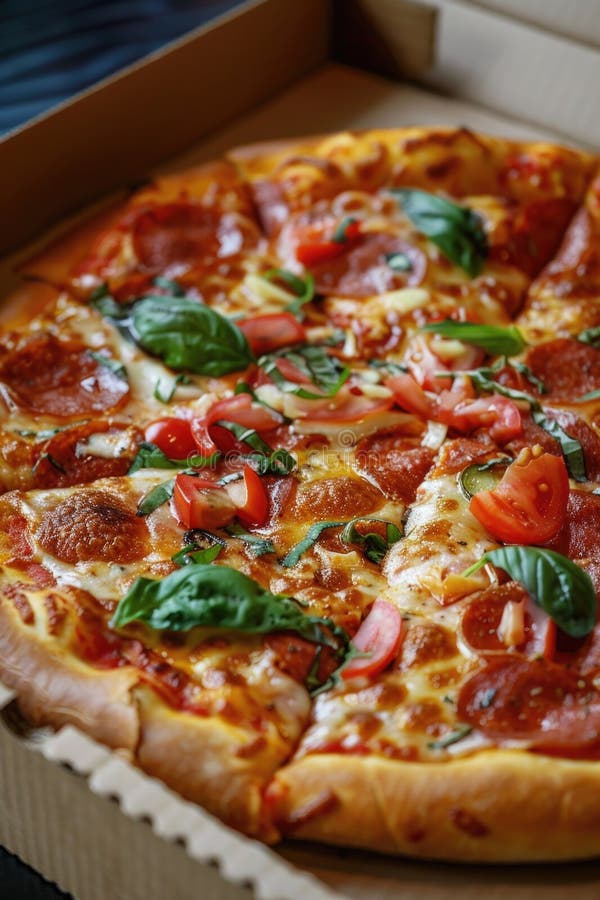 A Pizza in a Box with a Slice Missing. Great for Food Delivery Concepts ...