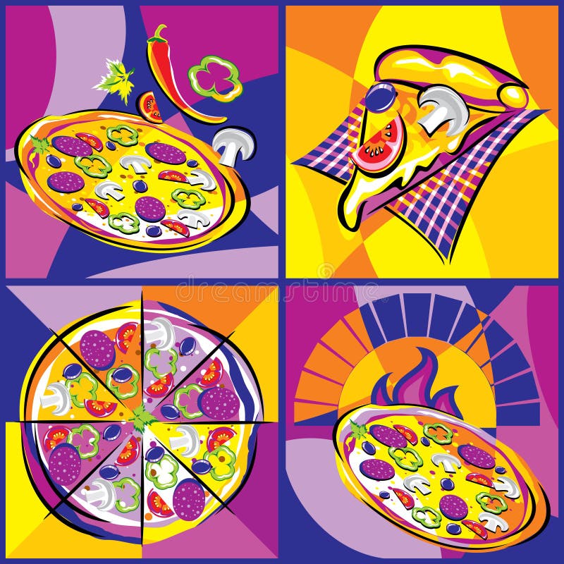 Pizza bright set stock vector. Illustration of segment - 67311771