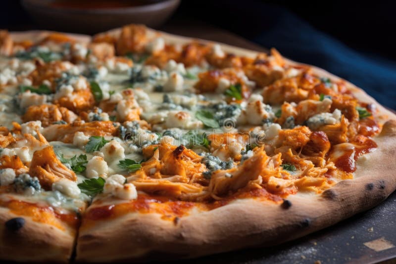 Pizza with Buffalo Chicken and Blue Cheese Sauce Stock Illustration ...