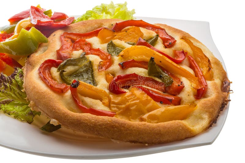 Pizza with Bulgarian Pepper Stock Photo - Image of onion, cheese: 48590664