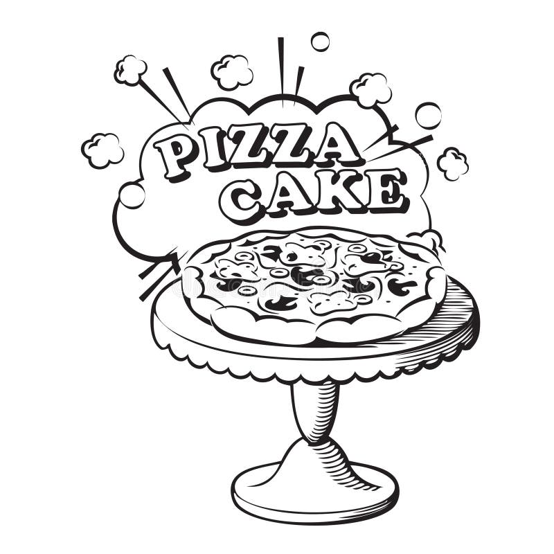 Pizza Cake on cake tray stock vector. Illustration of salver - 321383909