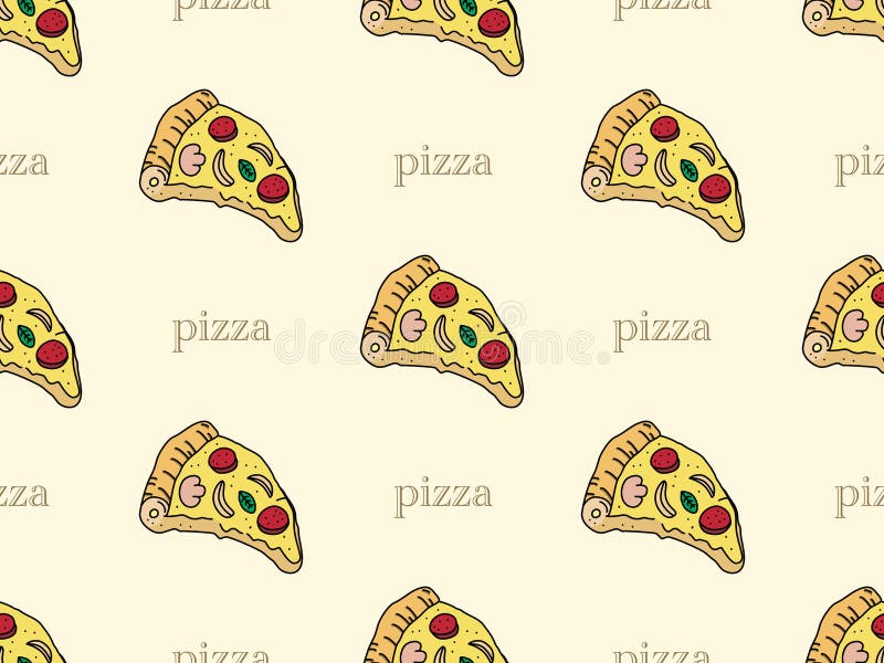 Pizza Seamless Pattern on Orange Background Stock Illustration ...