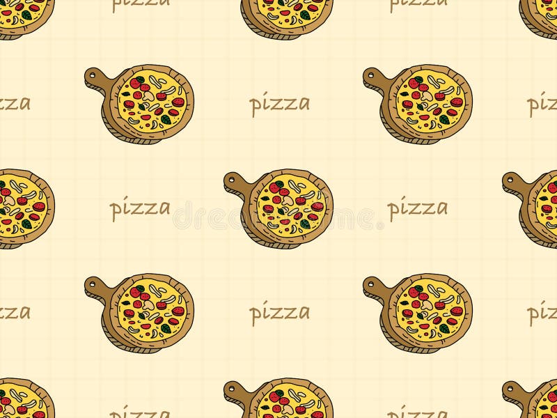 Pizza Seamless Pattern on Orange Background Stock Illustration ...