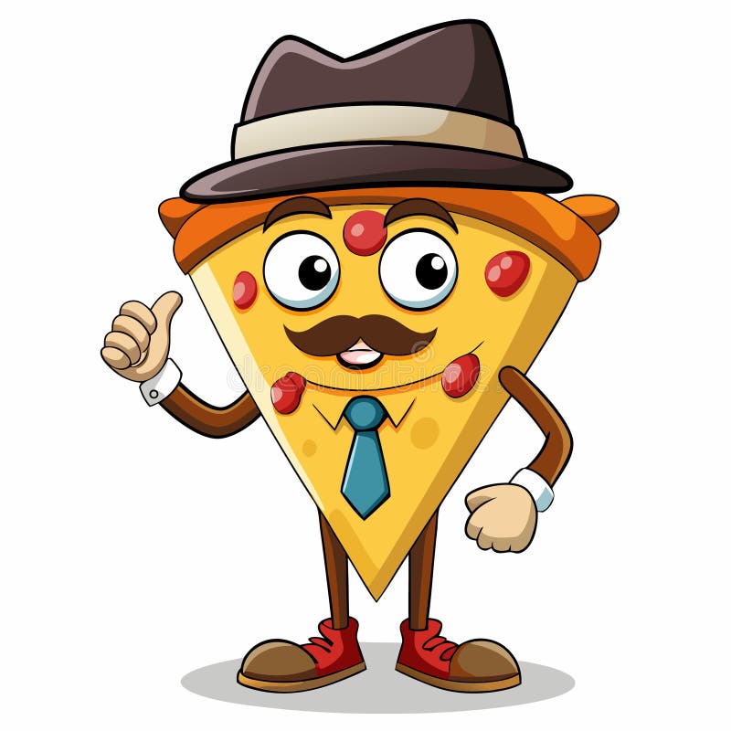 Pizza Character in a Hat, Giving a Thumbs Up Stock Vector ...