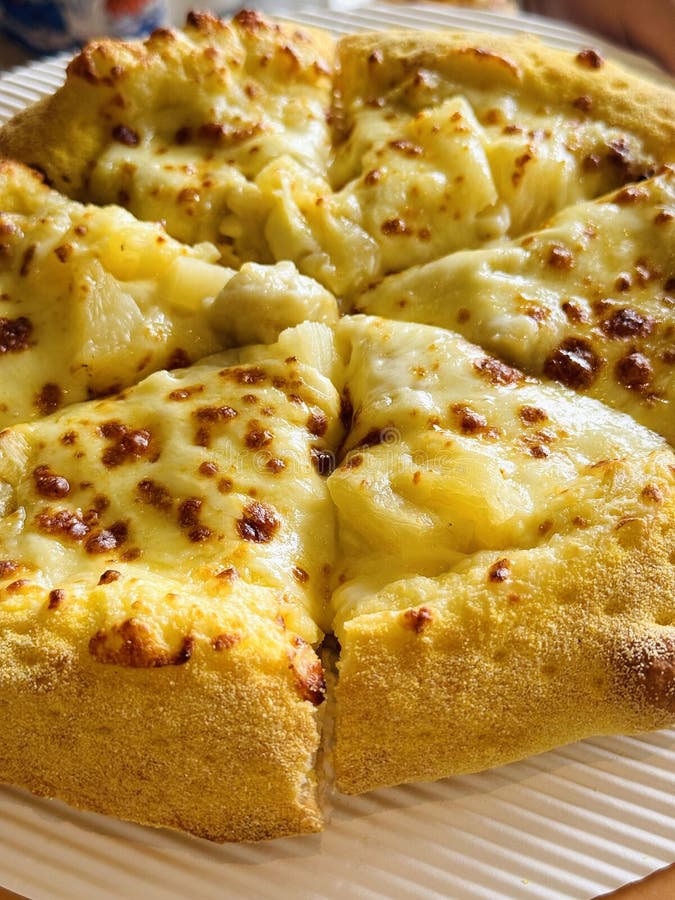 Pizza with Cheese and Durian Under Bright Light Stock Image - Image of ...