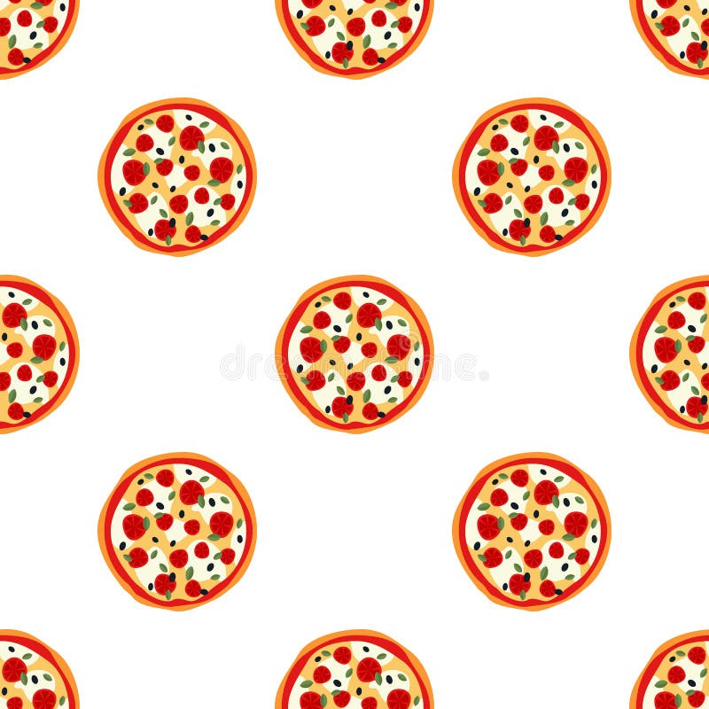 Pizza with Cheese and Tomatoes Pattern Stock Vector - Illustration of ...