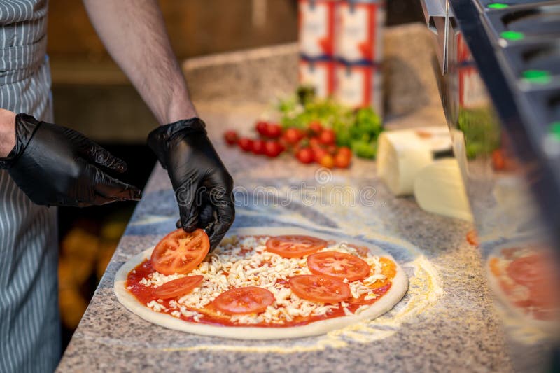 Chef Baking Pizza in the Italian Pizzeria Stock Photo - Image of ...