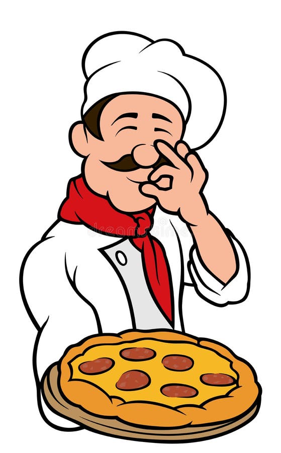 Pizza Chef Character with Pizza Stock Vector - Illustration of chef ...
