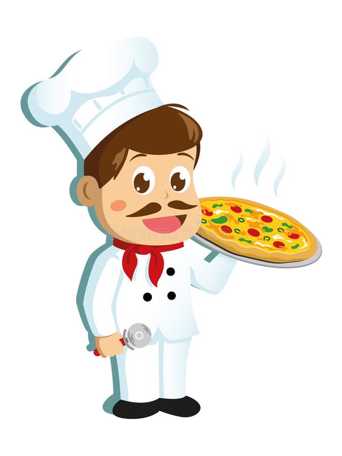 Pizza Chef Character stock vector. Illustration of smiling - 42348298