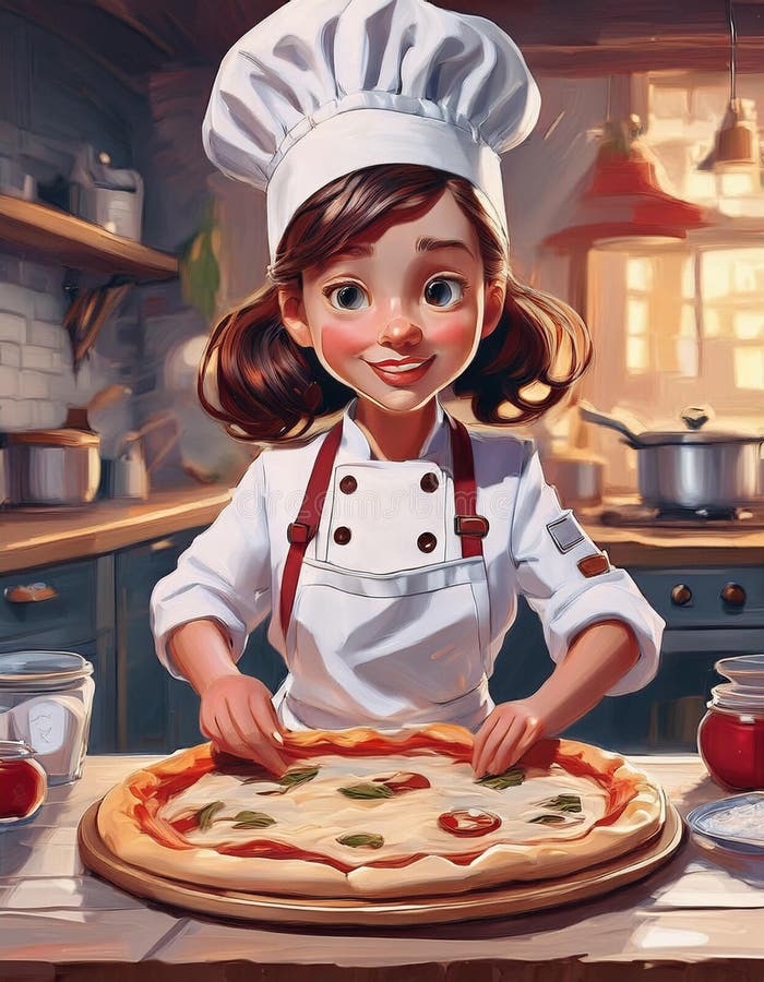 Pizza Chef Cook in Kitchen Cartoon Stock Illustration - Illustration of ...