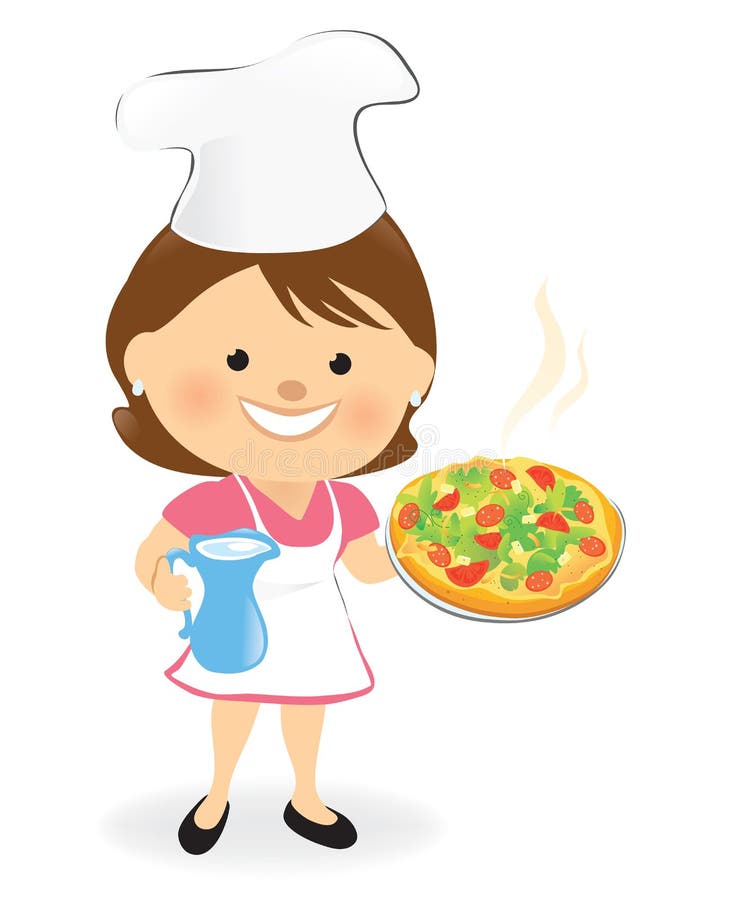Pizzeria Lady stock vector. Illustration of cook, design - 162637206