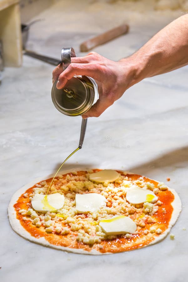 Pizza chef at work stock photo. Image of knead, kitchen - 39474056