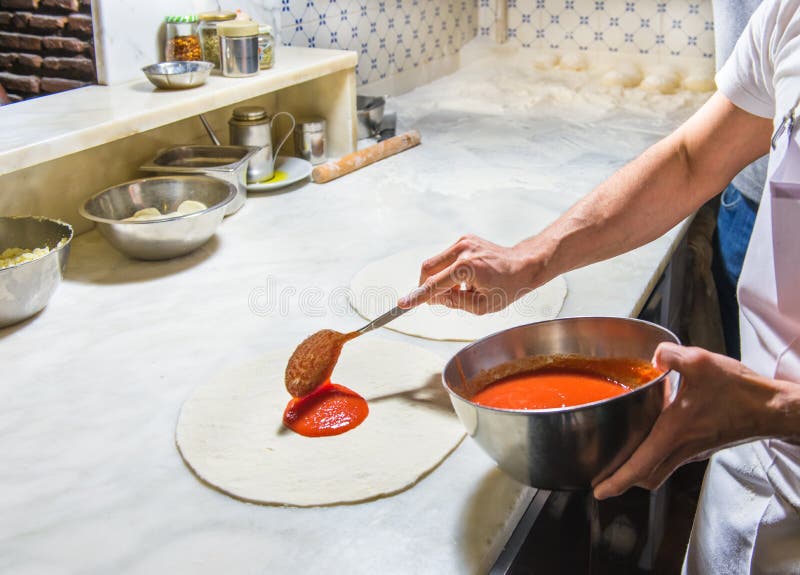 Pizza chef at work stock photo. Image of knead, cuisine - 39477218