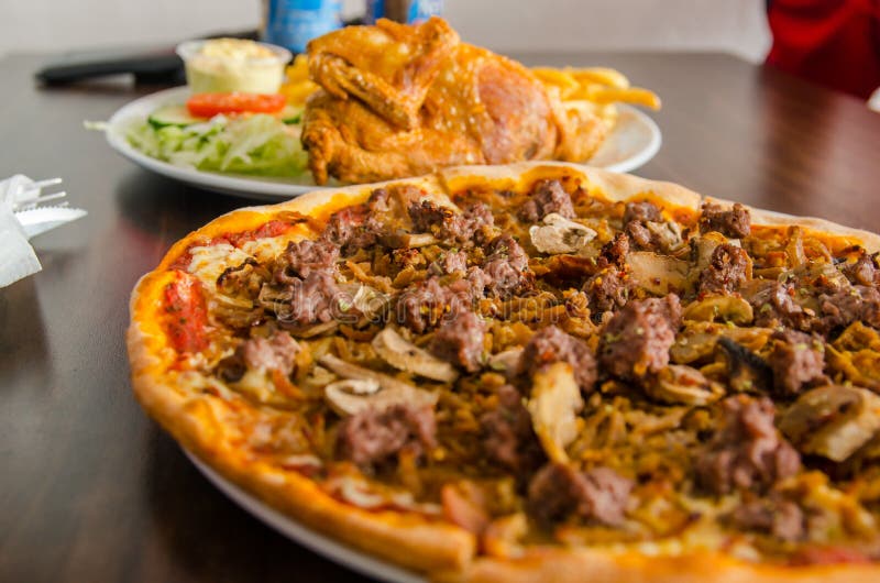 Pizza stock image. Image of pork, food, canteen, pizza - 36210275