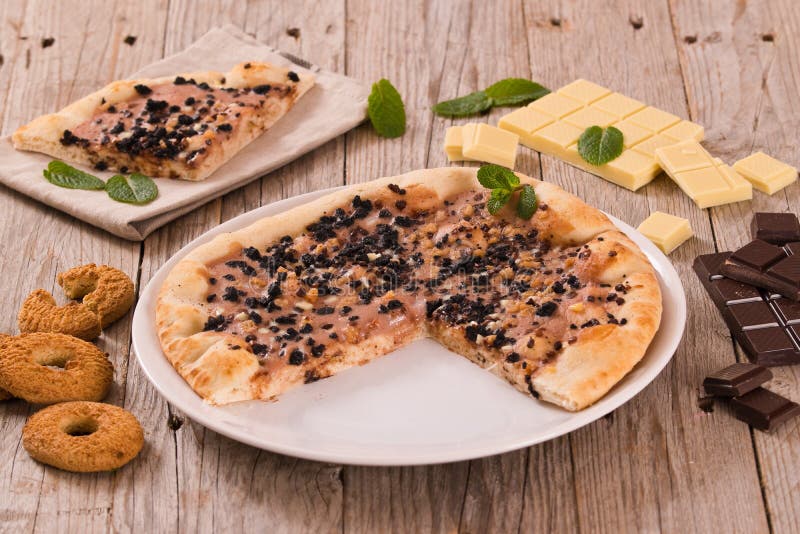 Pizza chocolate cookie. stock photo. Image of chocolate - 133623308