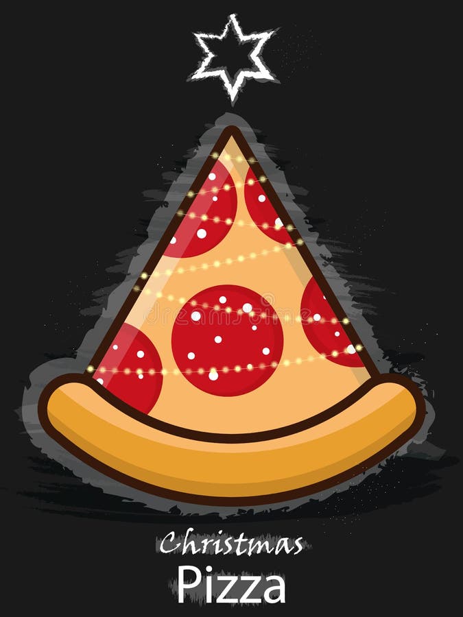 Pizza Christmas Tree stock illustration. Illustration of card - 174673672