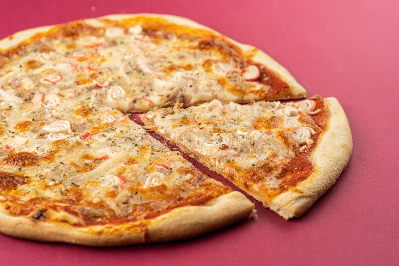 Pizza Close-up, Isolated, Against a Colored Background. Whole Pizza ...