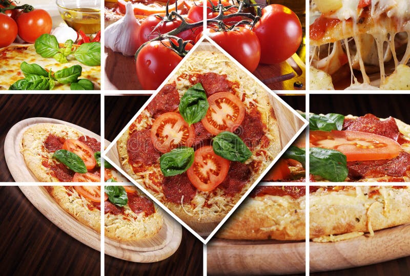 Pizza collage stock photo. Image of healthy, noodles - 38780050