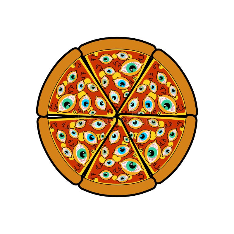 Pizza Con Ojos Aislados. Ilustración Vectorial Ilustración del Vector ...