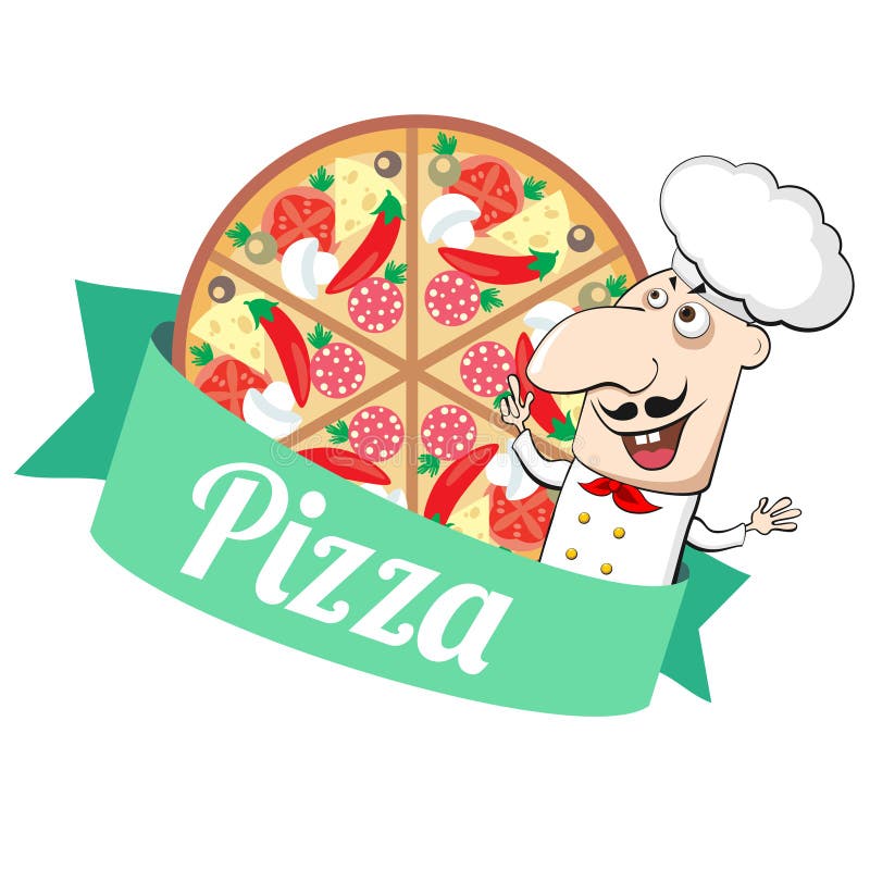 Pizza and cook stock vector. Illustration of logo, element - 54938119