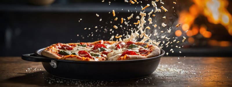 Stone Oven Fried Pizza, Exploding Cheese Stock Image - Image of pizza ...
