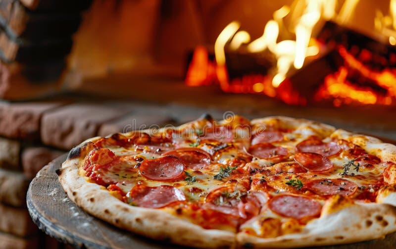Pizza Cooking by Fire stock image. Image of fresh, gourmet - 318946193