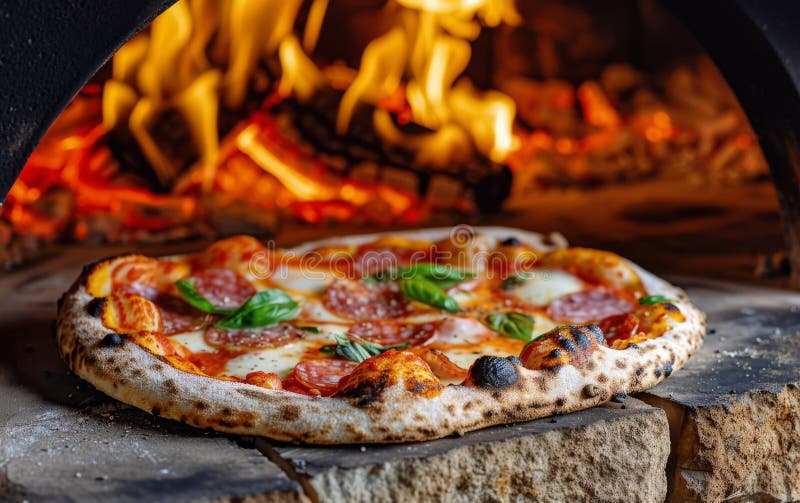 Pizza Cooking by Fire stock photo. Image of delicious - 318964584