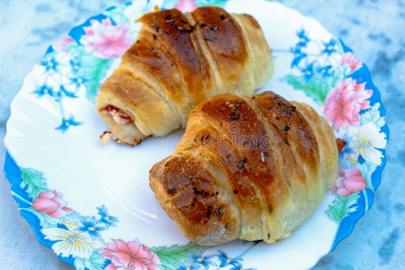 Pizza croissant stock image. Image of brown, dish, gourmet - 154970031