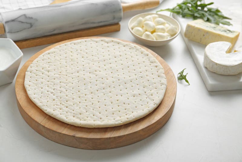 Pizza Crust and Fresh Ingredients on Table Stock Image - Image of ...