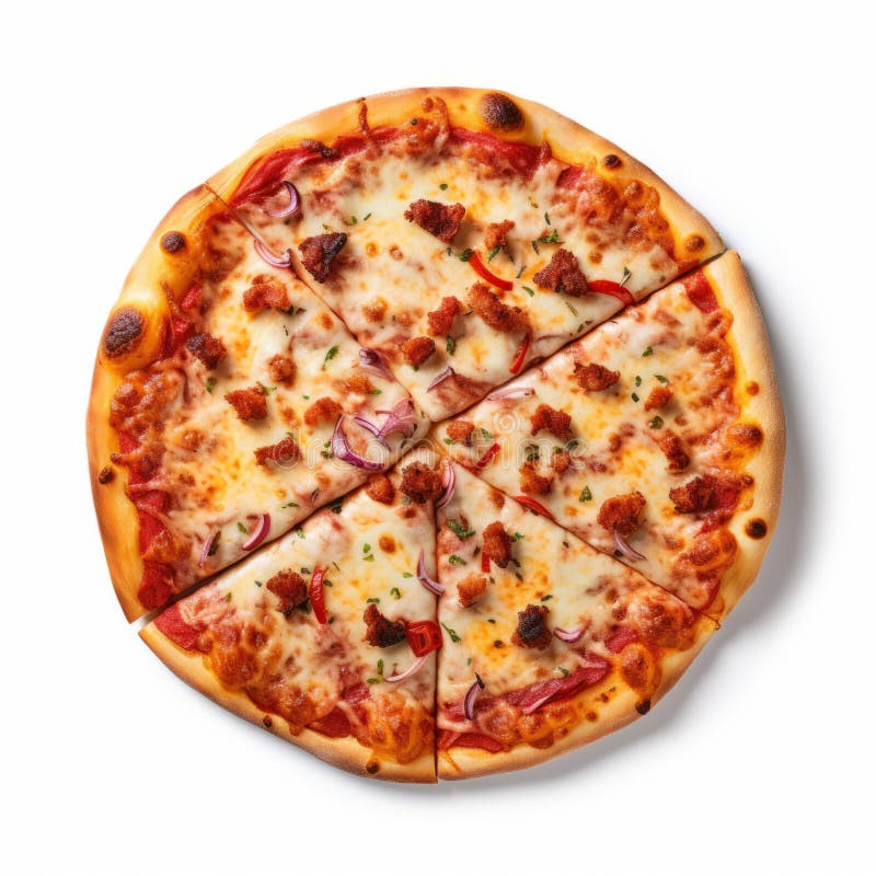 Delicious Thin Crust Meat Pizza on White Background Stock Illustration ...