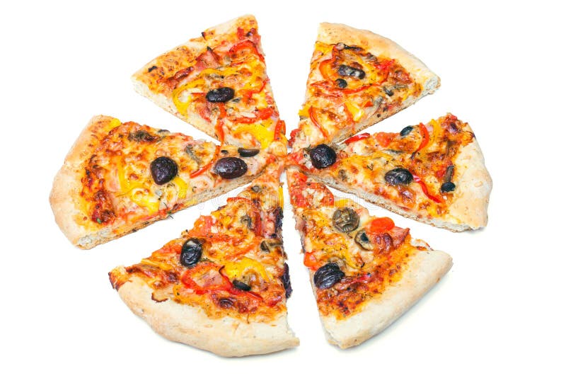Pizza cut into slices stock photo. Image of crunchy, people - 42427818