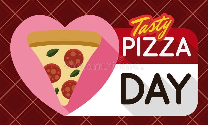 Tasty Pizza Over Greeting Sign and Tape To Celebrate Its Day, Vector ...