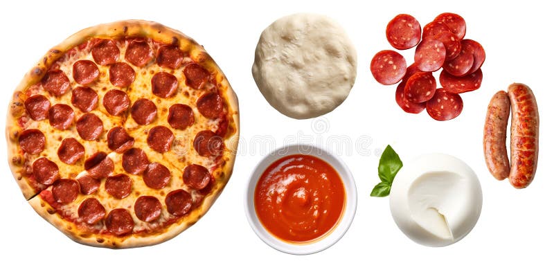 Pizza De Pepperoni Con Ingredientes Salsa De Pasta De Tomate Mozzarella