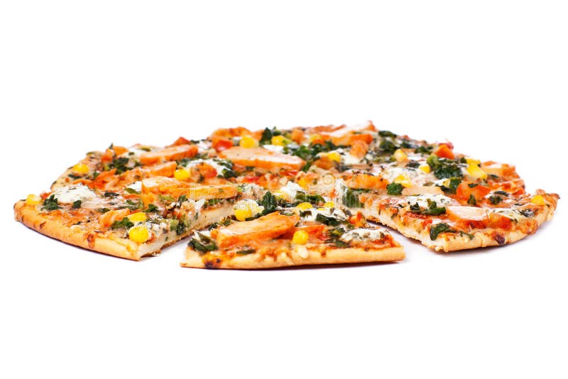 Pizza del pollo foto de archivo. Imagen de caliente, primer - 30365114