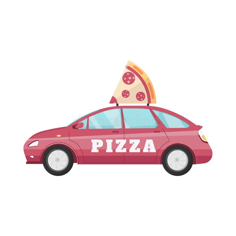 Pizza Delivery Car stock vector. Illustration of delivery - 227162576