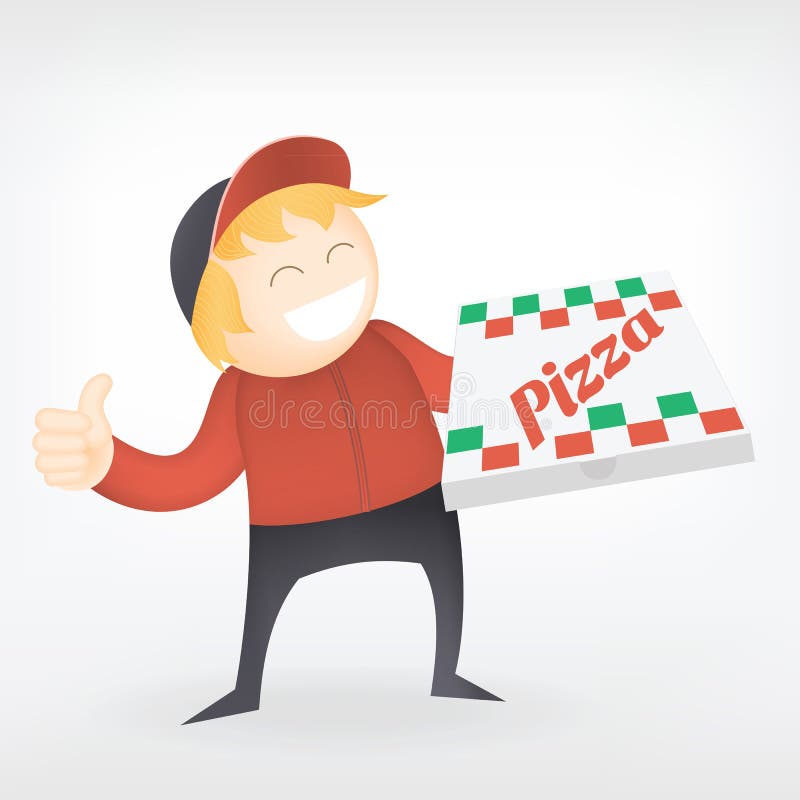 Pizza delivery man stock vector. Illustration of hand - 33058876