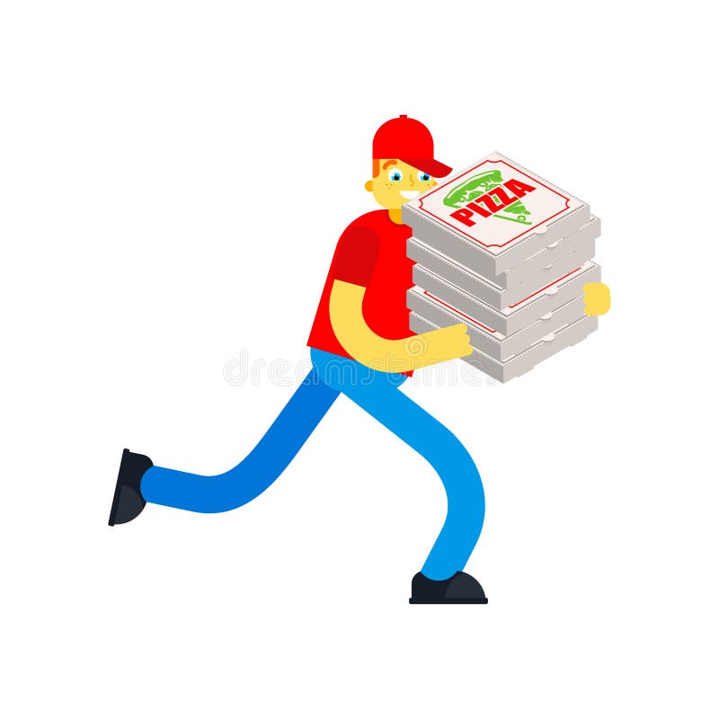 Smiling Pizza Delivery Man Holding Pizza Box Stock Illustrations – 101 ...