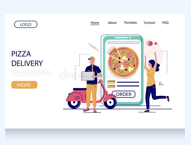 Pizza Delivery Vector Website Landing Page Design Template Stock Vector ...