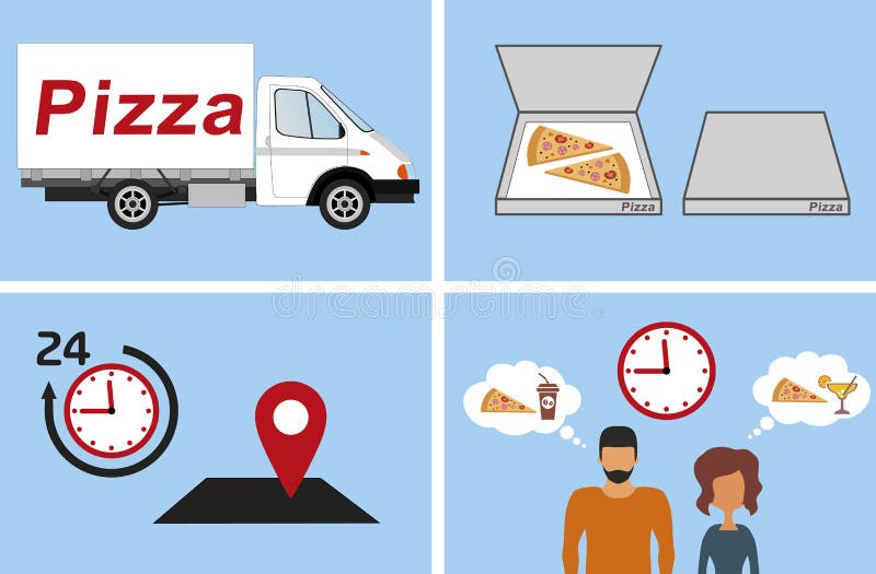 Pizza delivery. stock vector. Illustration of lady, home - 95683629