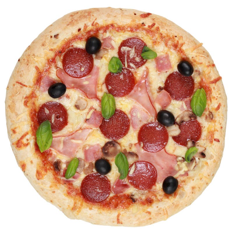 Pizza Deluxe stock image. Image of black, mushrooms, junk - 28195589