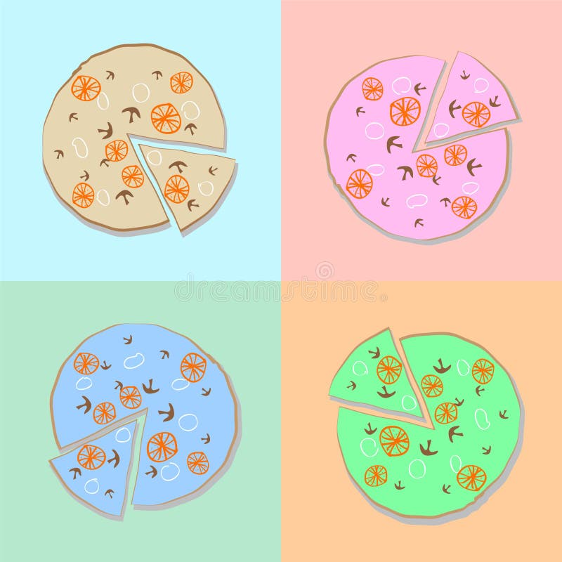 Pizza Diferent Colors Illustration Stock Vector - Illustration of ...