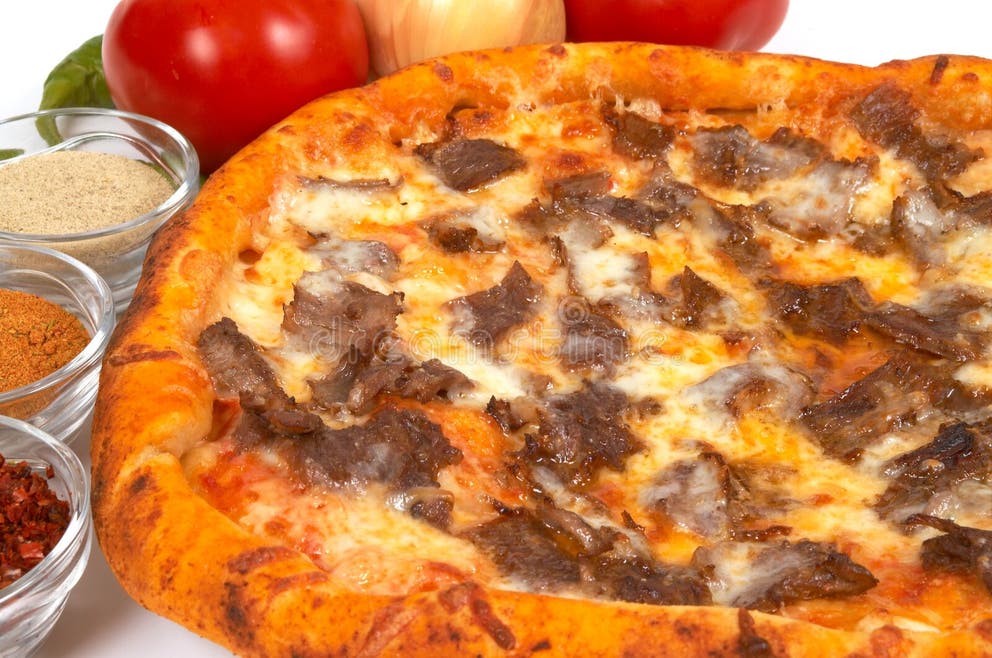 Pizza with doner stock image. Image of lunch, cook, mushroom - 1294919