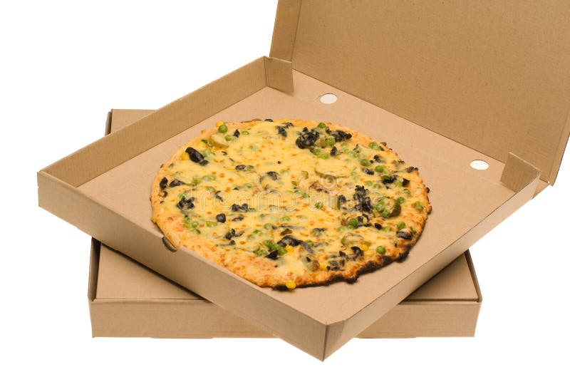 Pizza in doos stock afbeelding. Image of koken, gastronomisch - 18176851