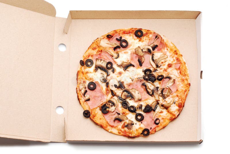 Pizza in een doos stock afbeelding. Image of doos, snack - 24328807