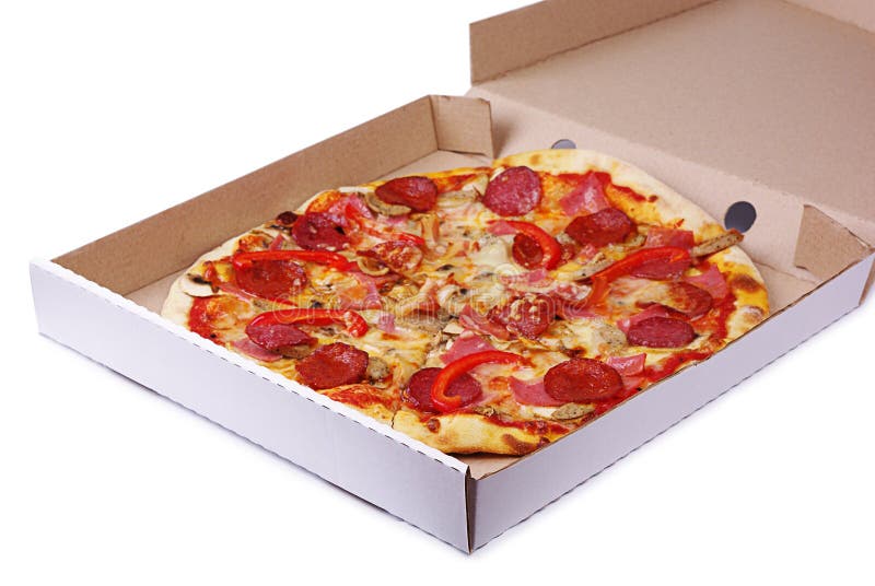 Pizza in een doos stock afbeelding. Image of resultaten - 38293919
