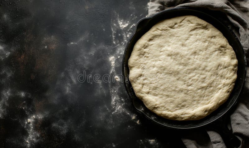 Pizza Dough in Cast Iron Skillet, Ready for Baking. Soft, Smooth ...
