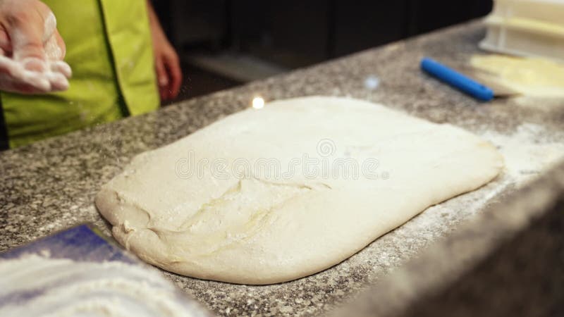 Pizza Dough Making Process in the Restaurant Kitchen, Professional Chef ...