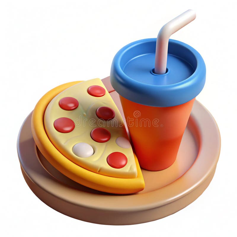 Pizza and Drink 3D Icon stock illustration. Illustration of soda ...